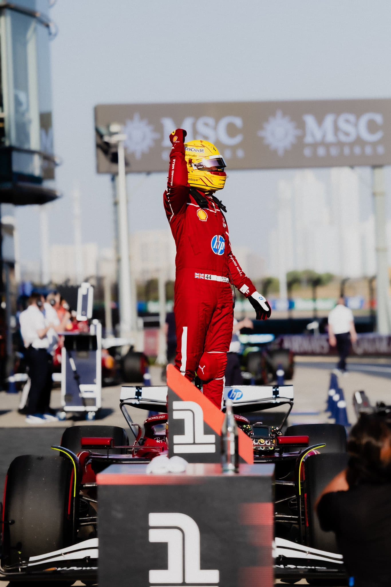 Lewis Hamilton achieved an impressive first pole position with Ferrari ...